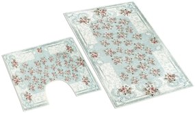 Bellatex koupelnová souprava 3D ORIENT S RŮŽIČKOU, světle modrá 100x60cm (předložka) + 60x50cm (na WC)