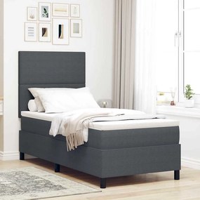 Postel s boxspringem s čelo Tmavě šedá a bílá 90 x 200 cm 3337540