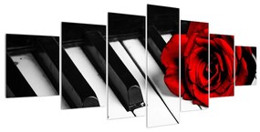 Obraz růže a klavíru (210x100 cm)