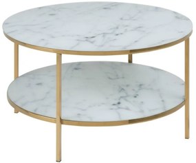 OnaDnes -20% Scandi Bílo-zlatý skleněný konferenční stolek Venice II 80 cm