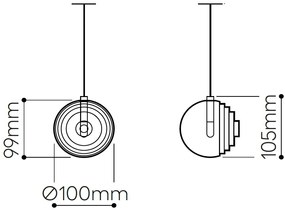 Bomma Luxusní závěsné svítidlo Dark & Bright Star small, ø 10 cm Povrch Montury: Antracit, Barva skla: Dark, Baldachýn: Ano