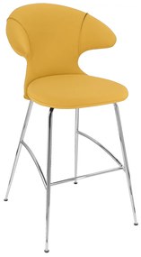 Barová židle Time Flies Barva nohou:: chromová, barva potahu:: žlutá