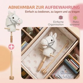 AIYAPLAY hobby horse na tyči se zvukem a kolečkem, bílý