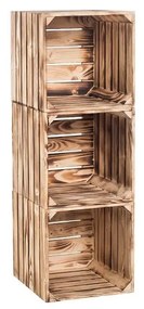 ČistéDřevo Dřevěné opálené bedýnky regál 90 x 30 x 35 cm