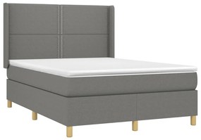 Box spring postel s matrací a LED tmavě šedá 140x200 cm textil,  3138798