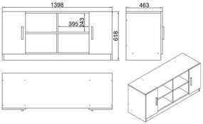 Komoda Vario F 139,8 cm tmavě hnědá/antracit