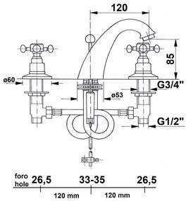 Sapho Antea 3026 umyvadlová tříprvková baterie stojánková kohoutková bronz