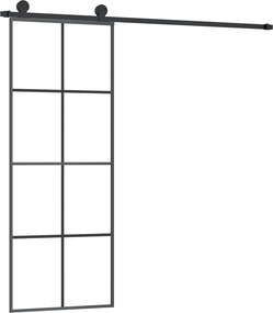 Posuvné dveře s kováním 76x205 cm ESG sklo a hliník 3152140