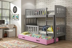 BMS Group Dětská postel Kubus 3 - Grafit / růžová 200x90