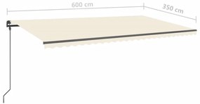 Automatická zatahovací markýza se sloupky 6 x 3,5 m krémová,  3070287