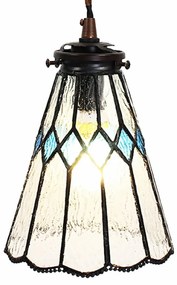 Závěsná Tiffany lampa modré detaily Blue Rock – 15x115 cm