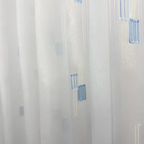 Voálová záclona Sandra s olůvkem modré kostky metráž Ervi 0165
