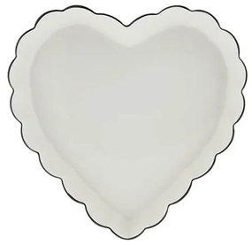 Bastion Collections Zapékací mísa Heart Ruffle 22 cm, bílá barva, keramika