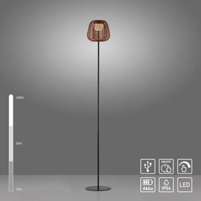 LD 19265-18 ASKIA LED stojací svítidlo černé na baterie venkovní USB dotykový stmívač 3000K - JUST LIGHT