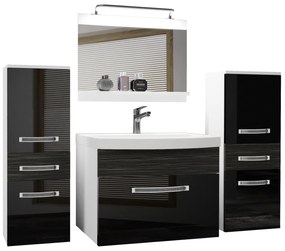 Koupelnový nábytek Belini Premium Full Version černý lesk / královský eben + umyvadlo + zrcadlo + LED osvětlení Glamour 75