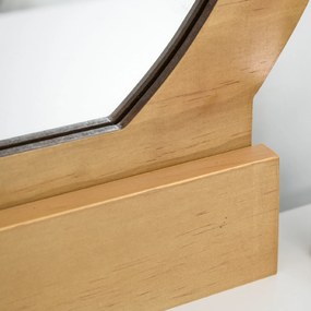 HOMCOM Severský design toaletní stolek s zrcadlem, 2 šuplíky a stoličkou, Bílá borovice