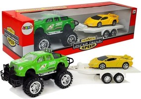 LEAN Toys Sada sportovních aut – žluté terénní a zelené s třecím pohonem
