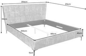 Designová postel Bailey 180 x 200 cm tmavě šedý samet