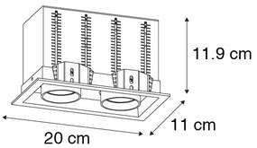 Sada 6 moderních zapuštěných bodových světel černá nastavitelná 2-světelná - Roof