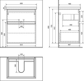 Aqualine Sapho, ALTAIR umyvadlová skříňka 61,5x72,5x45cm, dub emporio