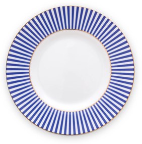 Pip Studio Royal stripes talíř Ø12cm, bílo-modrý (talíř tenkostěnného porcelánu)