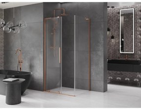 Mexen Velar L, sprchový kout s posuvnými dveřmi 110 x 100 cm, 8mm čiré sklo, měděná matná, 871-110-100-03-65