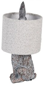 Hnědošedá stolní lampa králík s režným šedým stínidlem Konijn – 20x43 cm