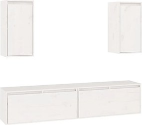 TV skříňky 4 ks bílé masivní borové dřevo 3100170