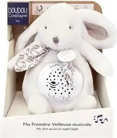 Doudou Hrací skříňka s projekcí Králíček bílá