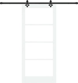 Posuvné dveře Bílá 93 x 211 cm Masivní borové dřevo a sklo 3332318