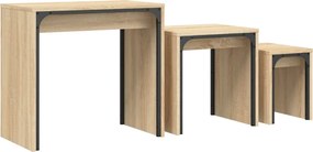 vidaXL Hnízdové konferenční stolky 3 ks dub sonoma kompozitní dřevo [837823]