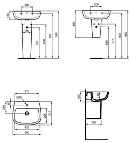 Ideal Standard Esedra- Umyvadlo 50x41,5cm, T280801