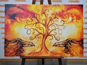 Strom života s havrany - 90x60 cm