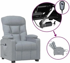 Elektrické polohovací křeslo světle šedé textil 3098815