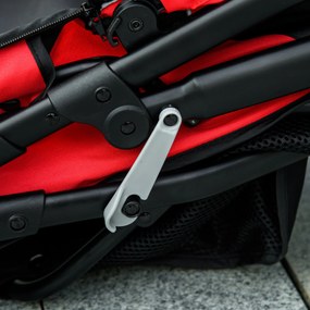 PawHut skládací kočárek pro psy a kočky do 20 kg - kočárek pro kočky s univerzálními gumovými koly a síťovými okny, s kapsou na úložiště, červený