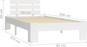 Rám postele bílý masivní borové dřevo 90 x 200 cm 283154