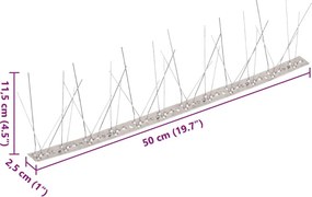 vidaXL 5řadové nerezové hroty proti ptákům a holubům sada 20 ks 10 m [149133]
