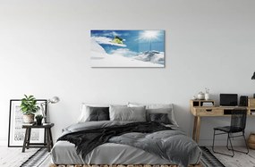 akrylový obraz Man mountain snow board 100x50 cm