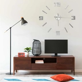 3D nástěnné hodiny moderní design stříbrné 100 cm XXL 325158