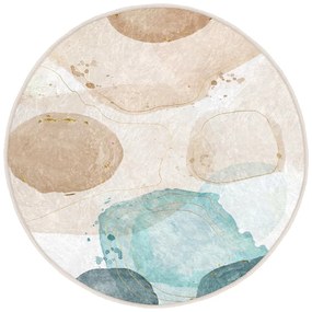 Modro-béžový pratelný kulatý koberec ø 120 cm Puddle – Mila Home