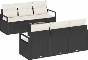 Set pohovek 7 ks 6-Počet míst Černá a krémová polyratan 3346267