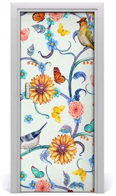 Samolepící fototapeta na dveře Motýli květiny 75x205 cm