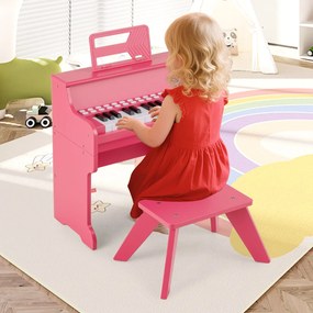 Costway 25 Keys Mini Digital Piano se stoličkou Dětské piano s nastavitelnou