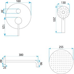 Rea Lungo Stripe, podomítková sprchová souprava + BOX, broušená ocel, REA-P9493