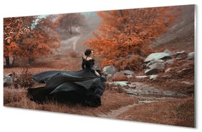 Skleněný panel Ženské podzimní hory 140x70 cm