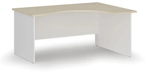 Ergonomický kancelářský pracovní stůl PRIMO WHITE, 1600 x 1200 mm, pravý, bílá/bříza