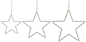 Sada 3 závěsných vánočních hvězd s LED osvětlením stříbrné KUNNARI Beliani