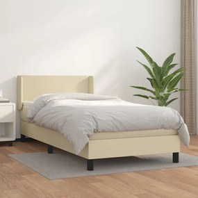 Box spring postel s matrací krémová 100x200 cm umělá kůže