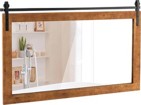 Costway Obdélníkové zrcadlo s dřevěným rámem Rustikální nástěnné zrcadlo
