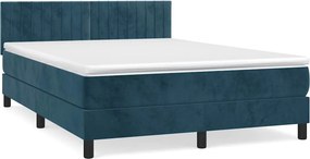 Box spring postel s matrací tmavě modrá 140x190 cm samet 3141423